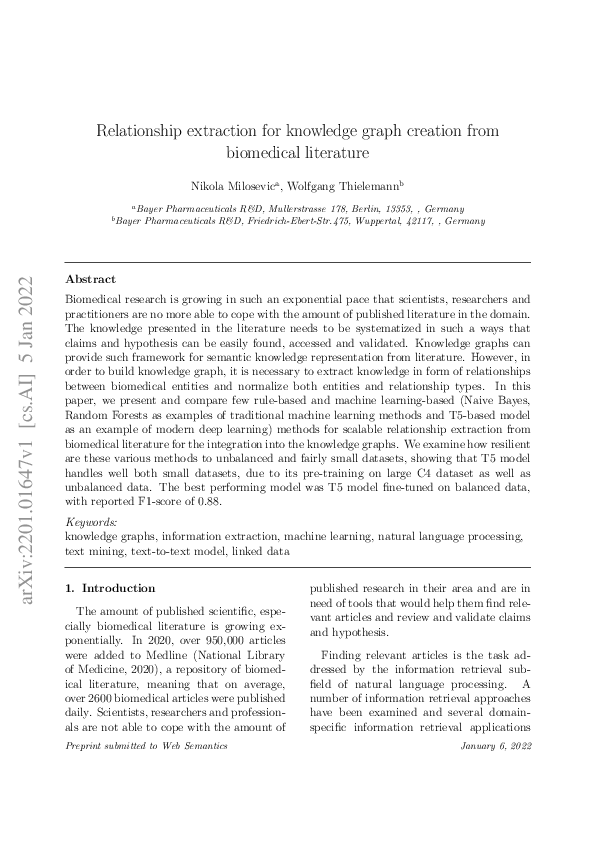 Pdf Relationship Extraction For Knowledge Graph Creation From