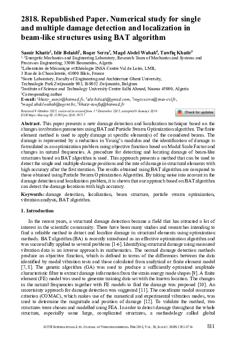 (PDF) BAT Algorithm for Beam Damage Detection
