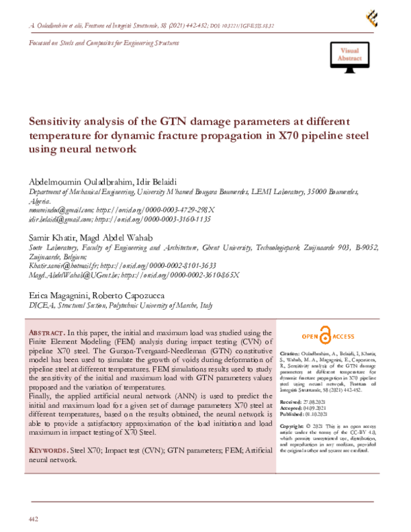 (PDF) Sensitivity analysis of the GTN damage parameters at different temperature for dynamic ...
