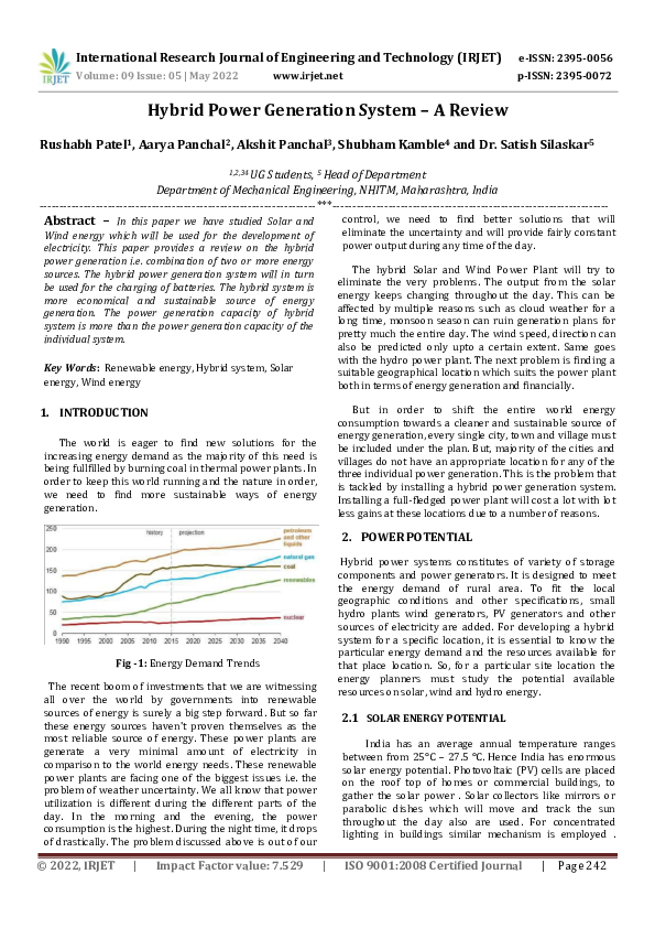 (PDF) Hybrid Power Generation System -A Review