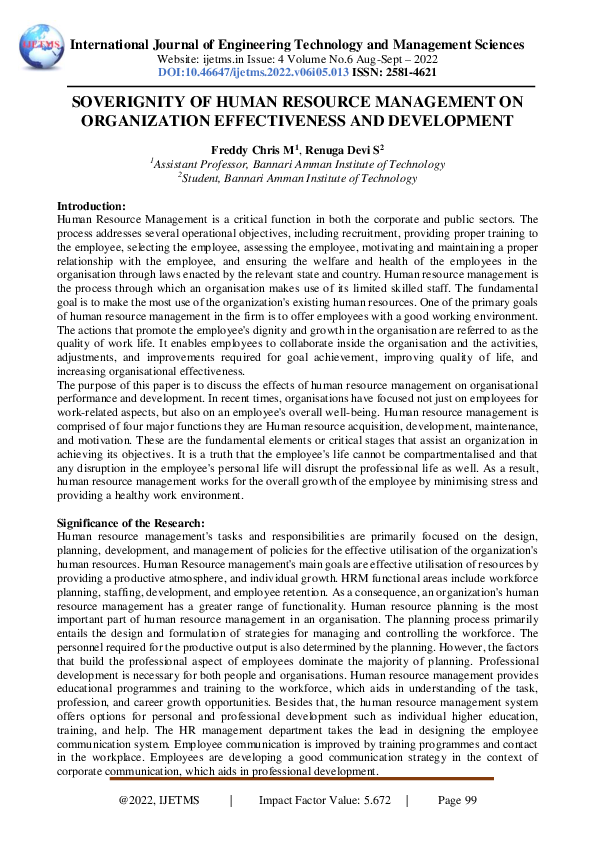 (PDF) Soverignity of Human Resource Management on Organization ...