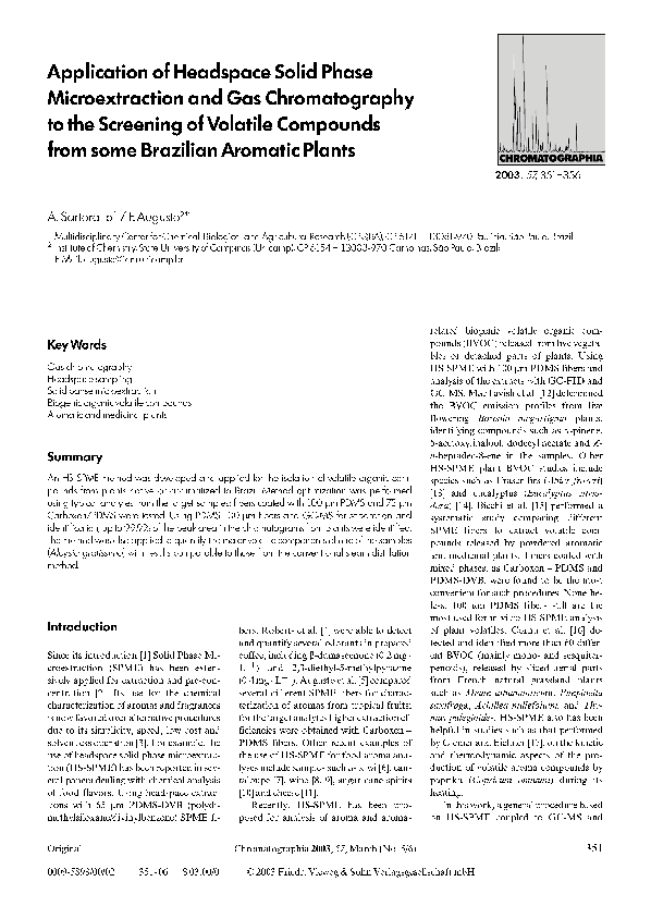 (PDF) Application of headspace solid phase microextraction and gas chromatography to the ...