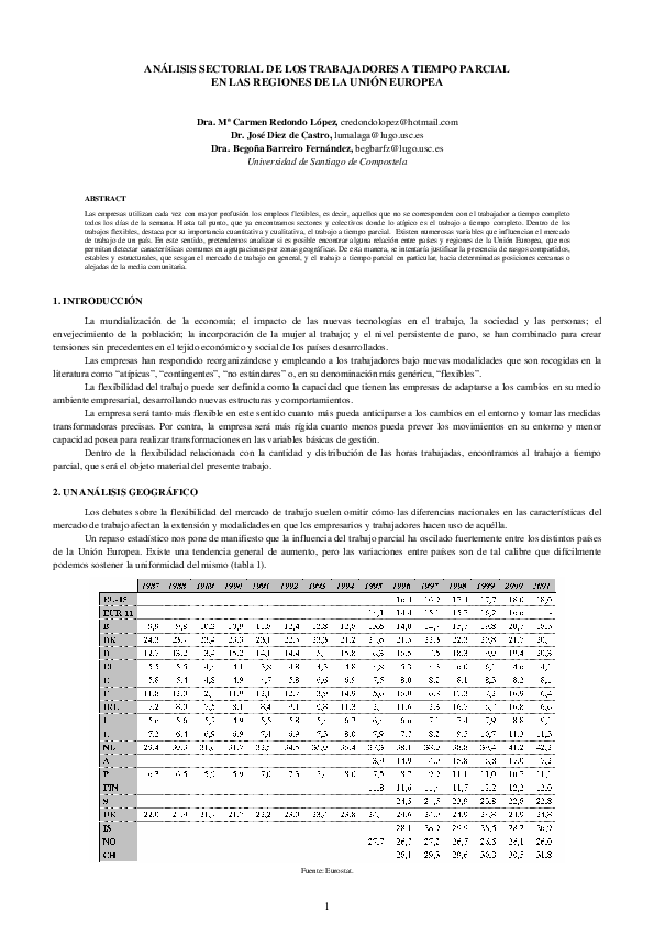 (PDF) Análisis sectorial de los trabajadores a tiempo parcial en las ...