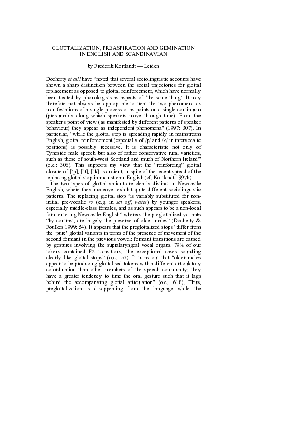 (PDF) Glottalization, Preaspiration and Gemination in English and ...