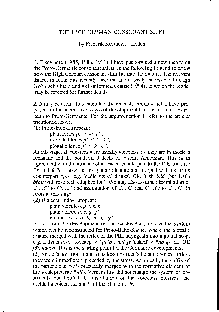 (PDF) The High German Consonant Shift