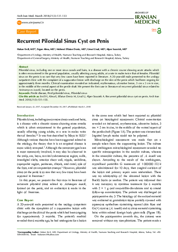 (PDF) Recurrent Pilonidal Sinus Cyst on Penis | Umut Unal - Academia.edu