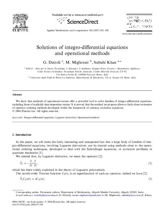 (PDF) Solutions of integro-differential equations and operational methods