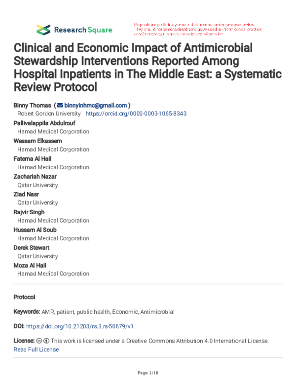 (PDF) Clinical and Economic Impact of Antimicrobial Stewardship Interventions Reported Among ...