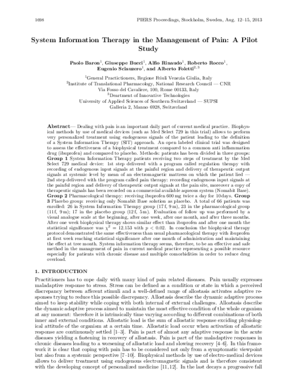 (PDF) System Information Therapy in the management of pain: a pilot study