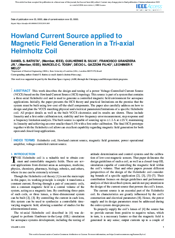 (PDF) Howland Current Source applied to Magnetic Field Generation in a ...