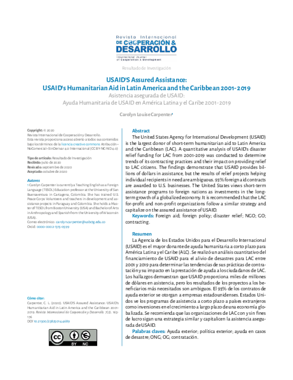 (PDF) USAID’S Assured Assistance: USAID’s Humanitarian Aid in Latin ...