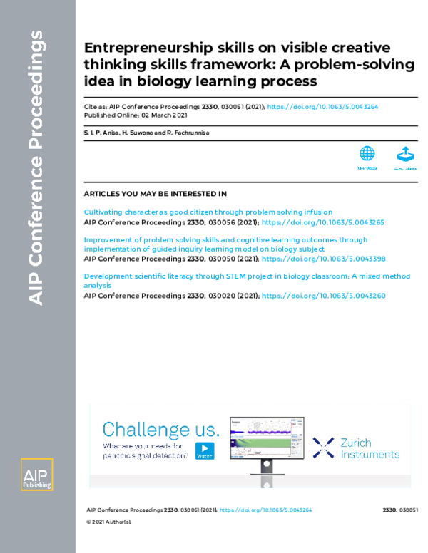 (PDF) Entrepreneurship skills on visible creative thinking skills ...