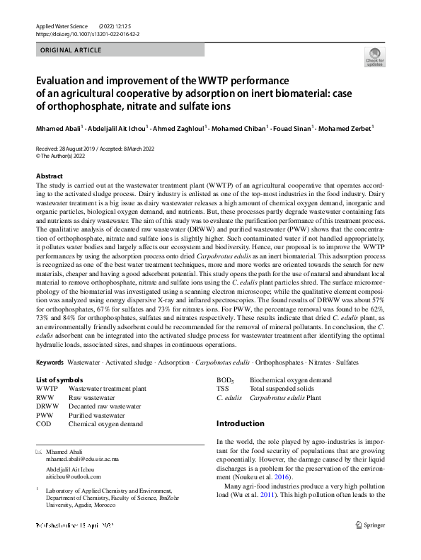 (PDF) Evaluation and improvement of the WWTP performance of an ...