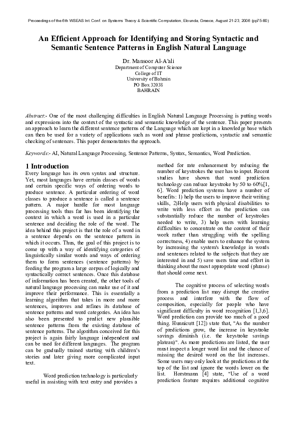 (PDF) An efficient approach for identifying and storing syntactic and semantic sentence patterns ...