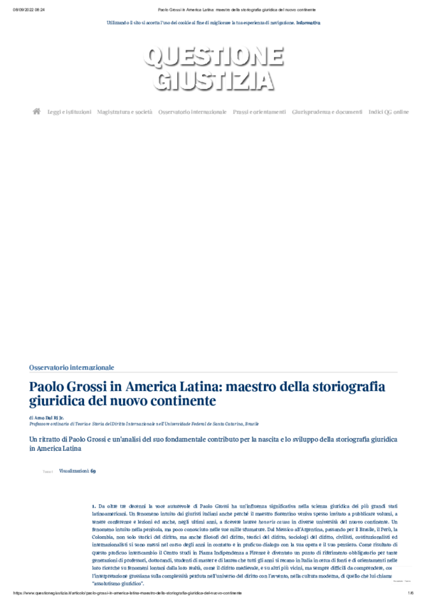(PDF) Paolo Grossi in America Latina: Maestro della storiografia ...