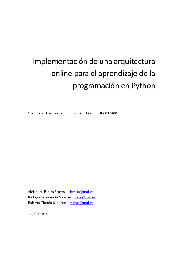 (PDF) Implementación de una arquitectura online para el aprendizaje de ...