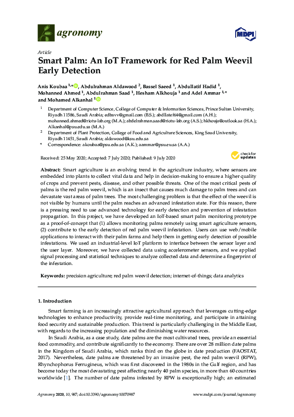 (PDF) Smart Palm: An IoT Framework for Red Palm Weevil Early Detection