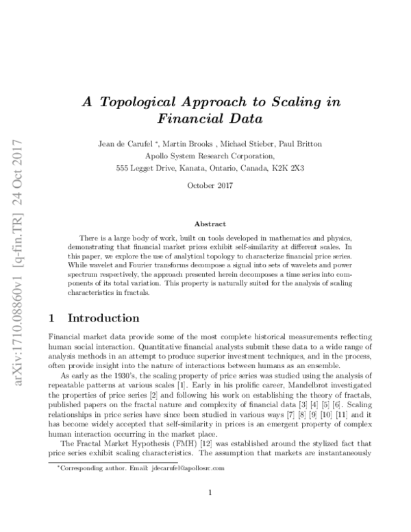 (PDF) A Topological Approach to Scaling in Financial Data