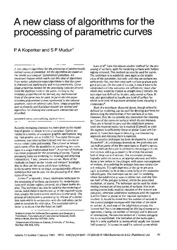 (PDF) A new class of algorithms for the processing of parametric curves