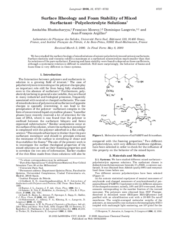 (PDF) Surface Rheology and Foam Stability of Mixed Surfactant− ...