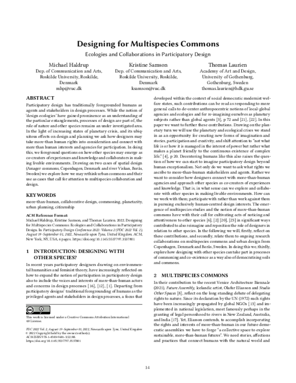 (PDF) Designing for Multispecies Commons