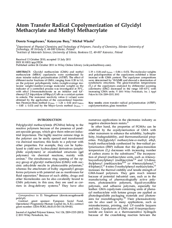 (PDF) Atom transfer radical copolymerization of glycidyl methacrylate ...