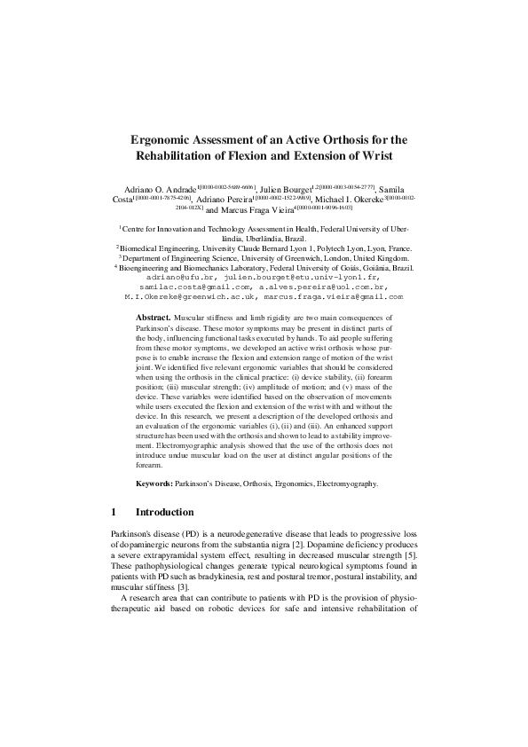 (PDF) Ergonomic Assessment of an Active Orthosis for the Rehabilitation ...
