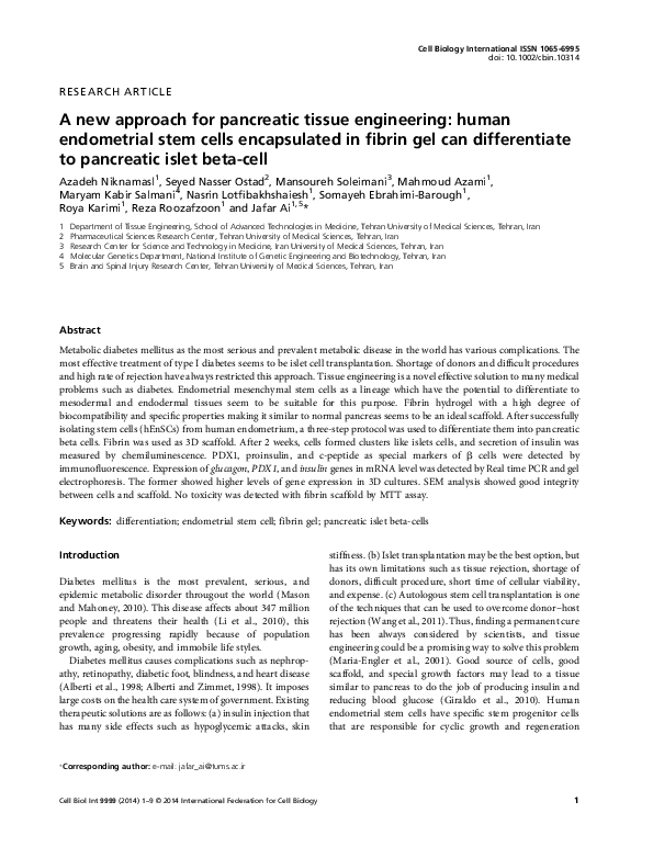 (PDF) A new approach for pancreatic tissue engineering: human ...