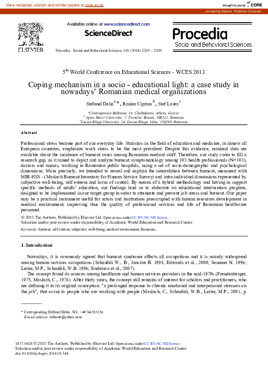 (PDF) Coping Mechanism in a Socio – Educational Light: A Case Study in ...