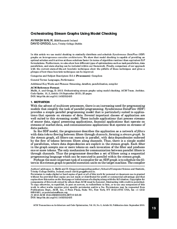(PDF) Orchestrating stream graphs using model checking
