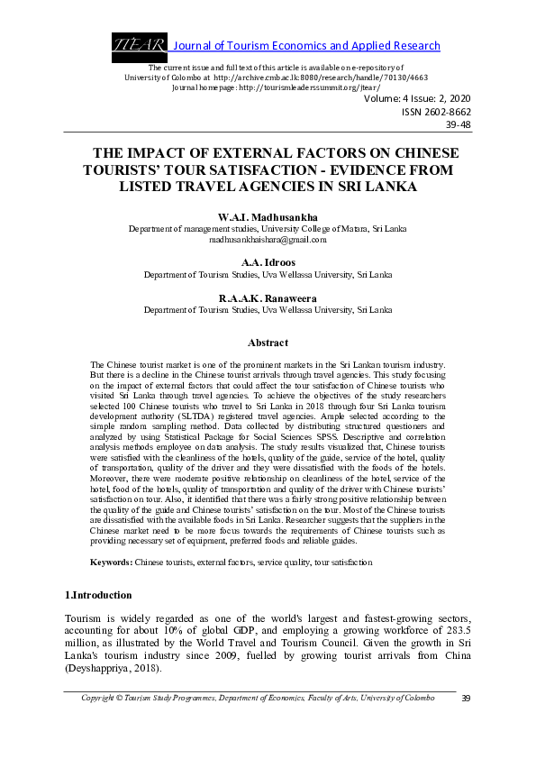 (PDF) The Impact of External Factors on Chinese Tourists’ Tour ...