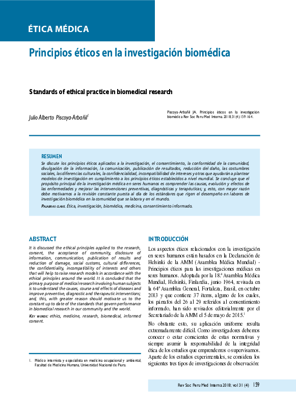 (PDF) Standards of ethical practice in biomedical research