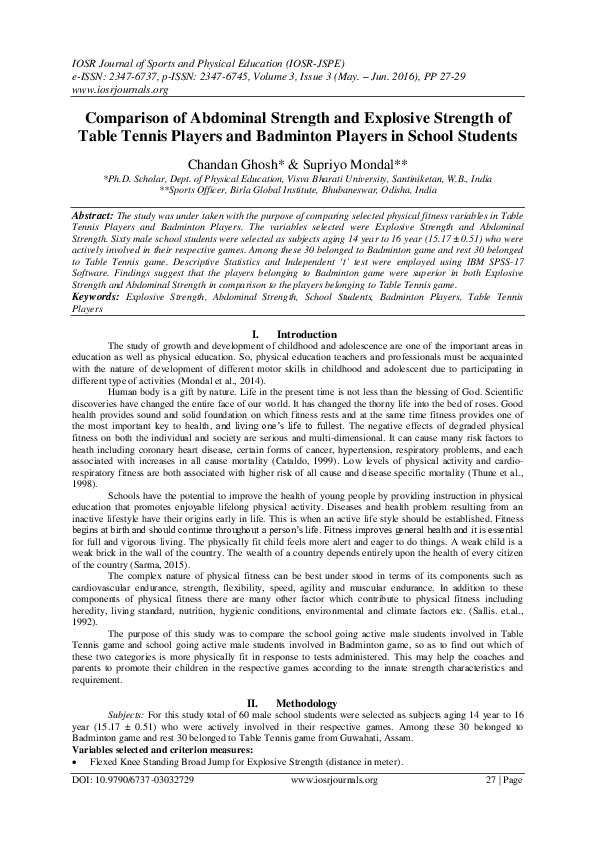 (PDF) Comparison of Abdominal Strength and Explosive Strength of Table ...