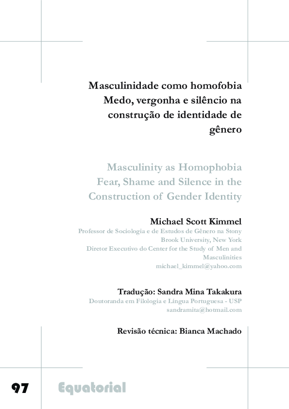 (PDF) Masculinity as Homophobia: Fear, Shame, and Silence in the Construction of Gender Identity