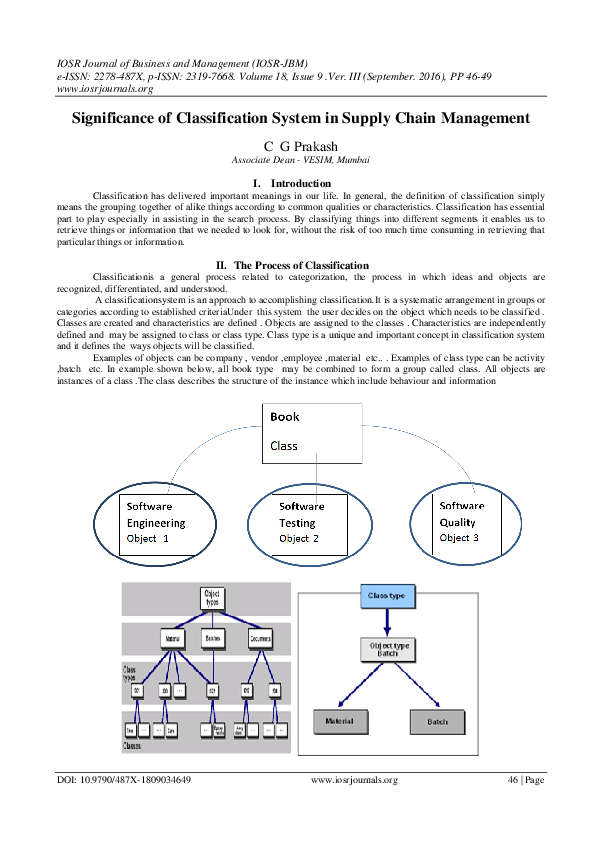 (PDF) Significance of Classification System in Supply Chain Management