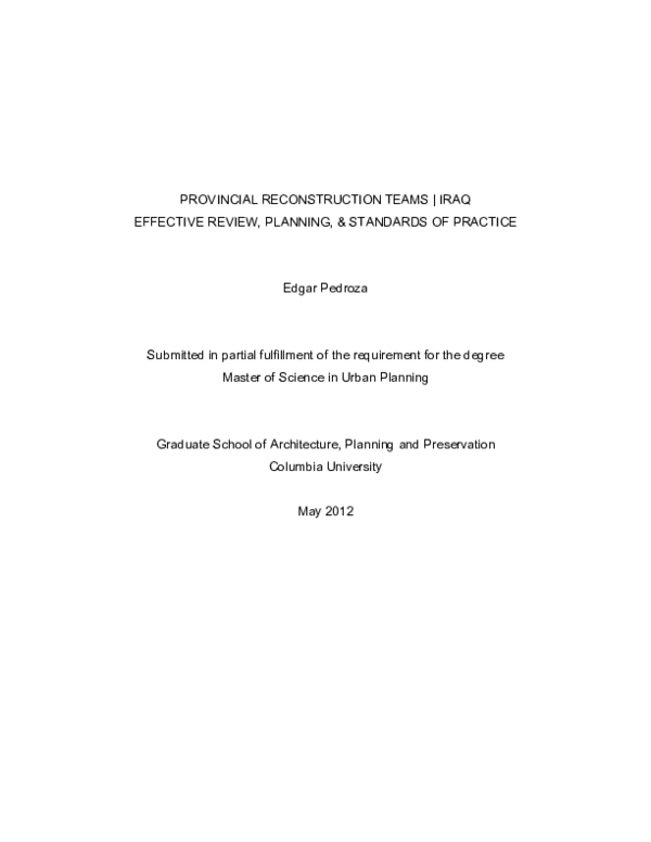(PDF) Provincial Reconstruction Teams | Iraq: Effective Review ...