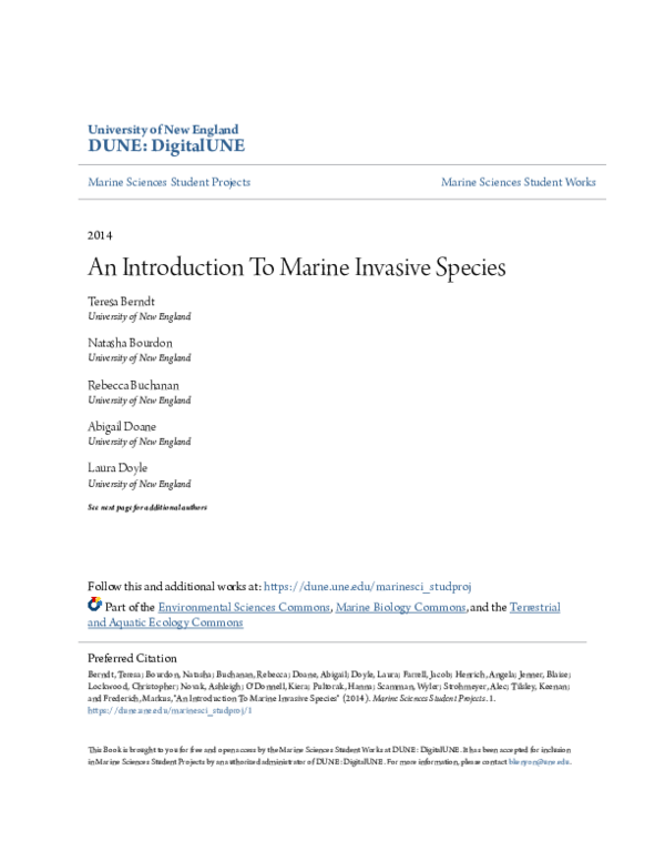 (PDF) An Introduction To Marine Invasive Species | Kiera O'Donnell ...