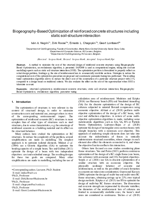 (PDF) Biogeography-Based Optimization of RC structures including static soil-structure interaction