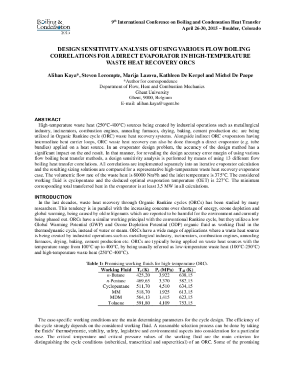 (PDF) Design sensitivity analysis of using various flow boiling ...