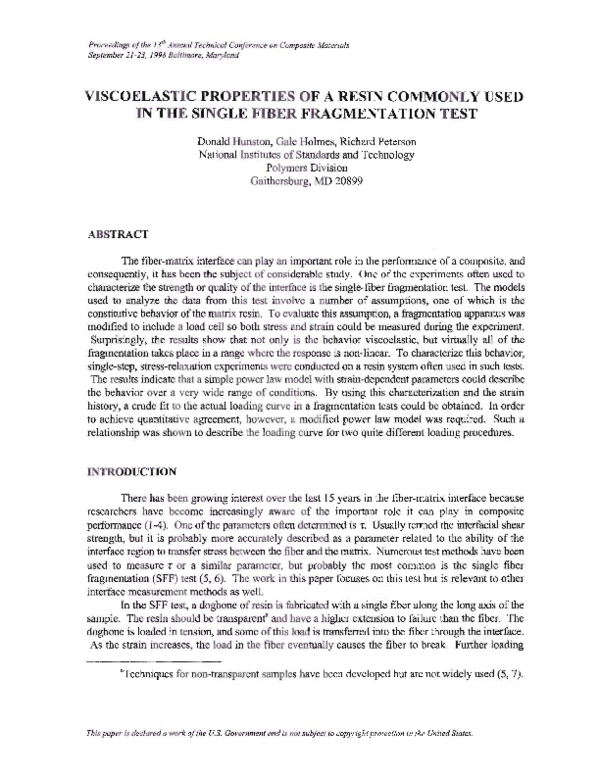 (PDF) Viscoelastic Properties of a Resin Commonly Used in the Single ...