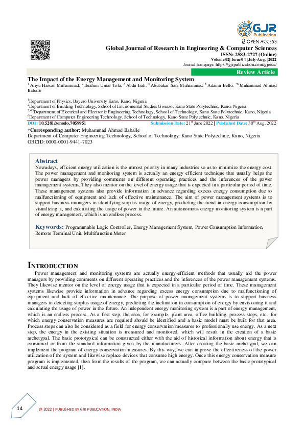 (PDF) The Impact of the Energy Management and Monitoring System