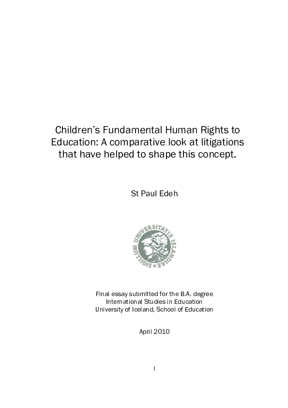 (PDF) Children’s Fundamental Human Rights to Education: A comparative ...