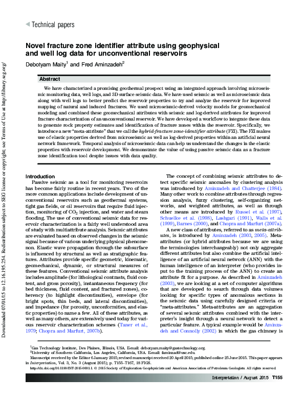 (PDF) Novel fracture zone identifier attribute using geophysical and ...