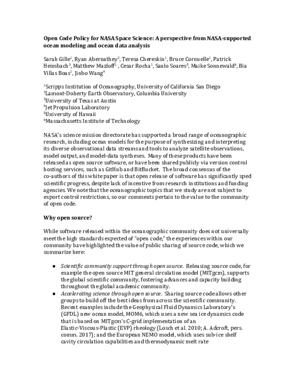 (PDF) Open Code Policy for NASA Space Science: A Perspective from NASA ...