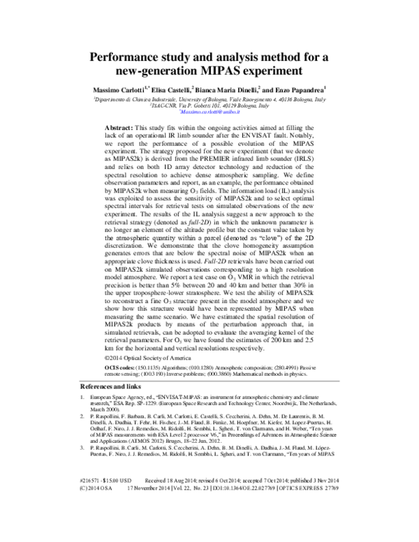 (PDF) Performance study and analysis method for a new-generation MIPAS ...