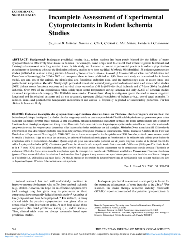 (PDF) Incomplete Assessment of Experimental Cytoprotectants in Rodent ...