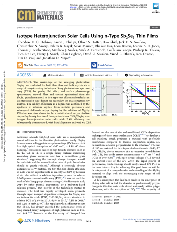 (PDF) Isotype Heterojunction Solar Cells Using n-Type Sb2Se3 Thin Films
