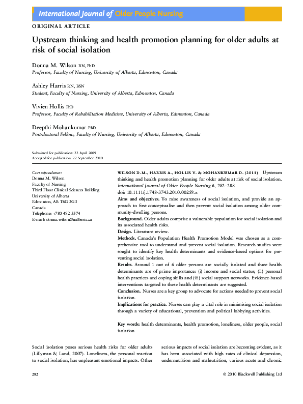 (PDF) Upstream thinking and health promotion planning for older adults ...