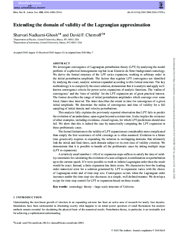 Pdf Extending The Domain Of Validity Of The Lagrangian Approximation