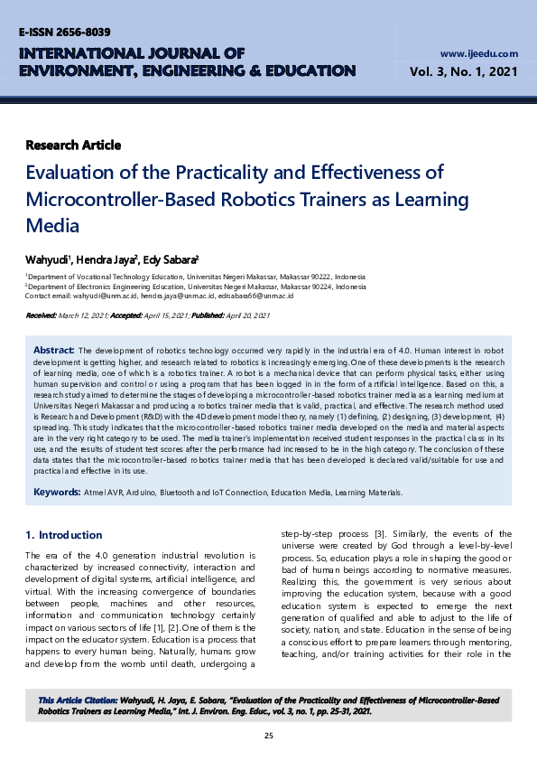 (PDF) Evaluation of the Practicality and Effectiveness of Microcontroller-Based Robotics ...
